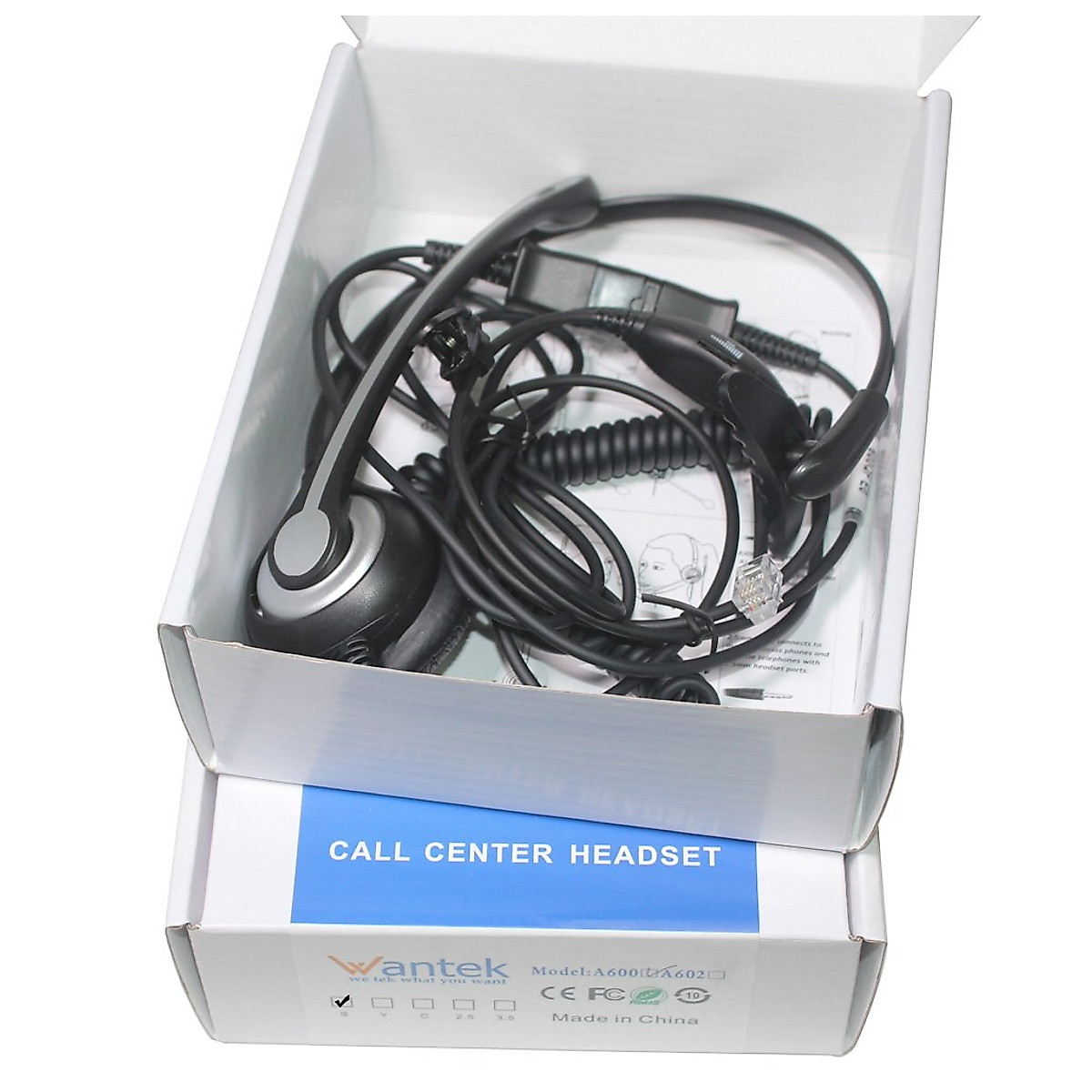 Wantek Corded Office Telephone Headset RJ9 with Noise Cancelling Mic and Quick Disconnect Compatible with Polycom VVX310 VVX311 VVX410 VVX411 Shoretel 230 480 Avaya 1408 1416 5410 Mitel 5220(600QS3)