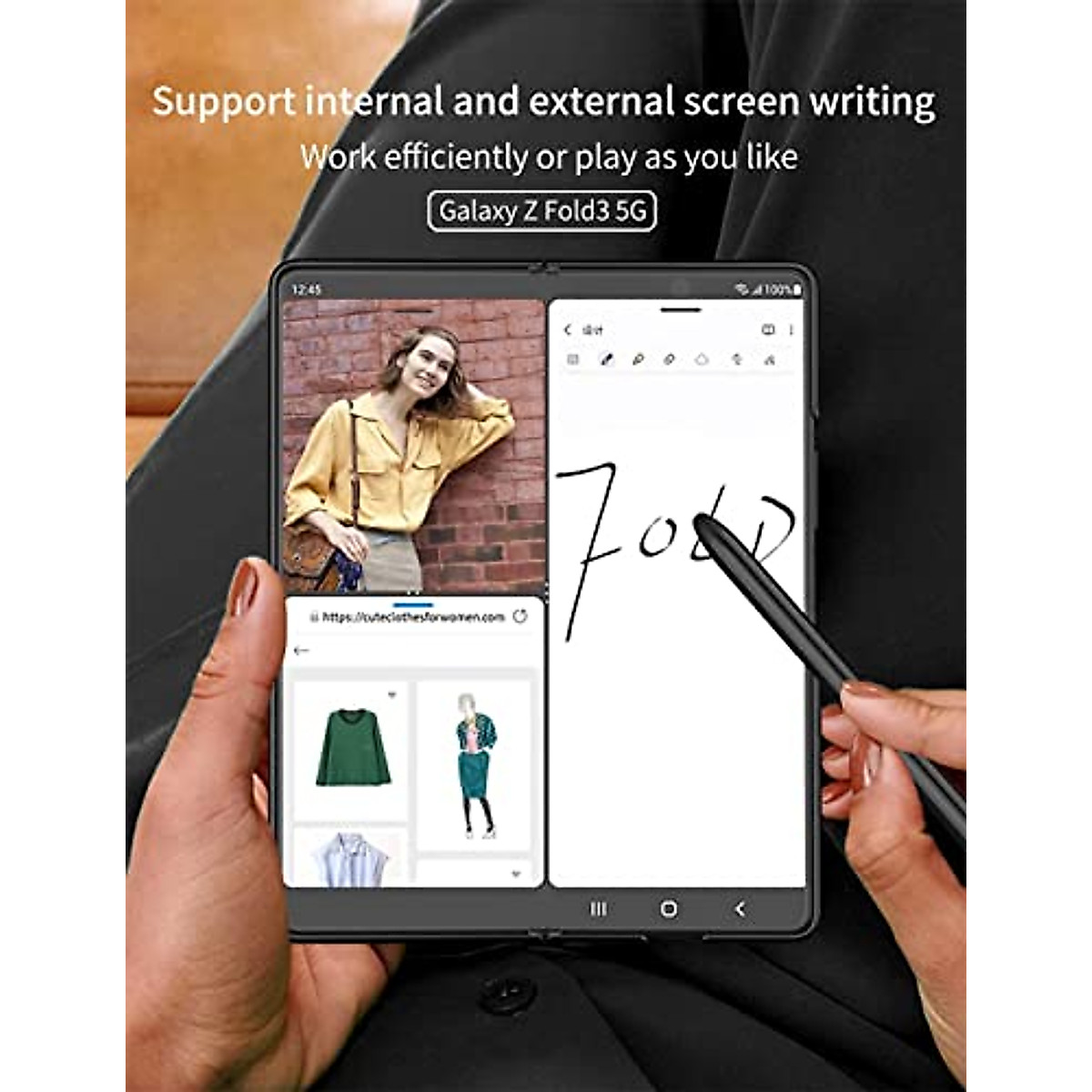 SHIEID Fold 3 S Pen for Samsung Galaxy Z Fold 3/Fold4, S Pen Fold Edition Only Compatible Galaxy Z Fold 3/Fold4 Phone, Black