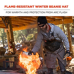 Ergodyne N-Ferno 6820 Fire Resistant Thermal Knit Beanie Cap,Black/Orange