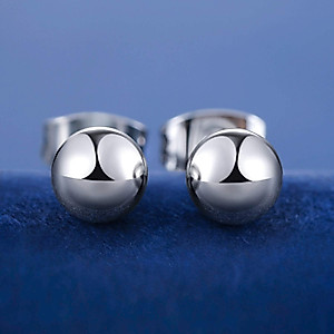 MDFUN 6 Pairs Surgical Stainless Steel Round Ball Stud Earrings Set for Women Men 3-7mm