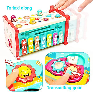 ChuburD Baby Toys Activity Center,8 in 1 Multi-Functional Baby Activity Cube,with Pink and Blue(Random Colors),Montessori Learning Musical Toys for Infant 18 Months and Up,Boy Girl Gifts,No Batteries