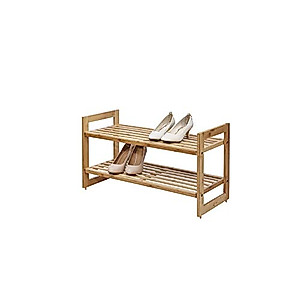 TRINITY Basics 2-Tier Stackable Bamboo (2 Pack) Shoe Rack