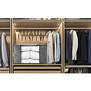 Eternal Living Blanket Storage Bags with Zippers & Window | Large Capacity Breathable Clothes Bag Organizer with Reinforced Handles and Clear Window 3 Pack, Grey