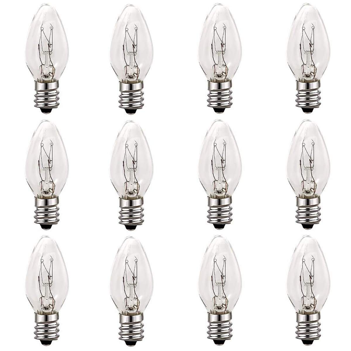 12 Pack, 15 Watt Light Bulbs for Himalayan Salt Lamps & Baskets, Chandeliers, Scentsy & Wax Warmers, E12 Base