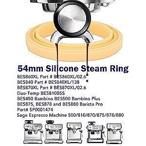 1Pcs 54mm Silicone Steam Ring, Grouphead Gasket Seal for Breville Espresso Machine, Coffee Machine Brew Group Head Seal Gasket for Breville/Sage, Replacement 878/870/860/840/810/500/450/875/880 Part