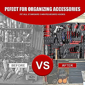 HPDMC Pegboard Wall Organizer 48'' Wide Garage Tool Pegboard Standard Tool Storage Kit - (3) Black Pegboard and Red Accessories