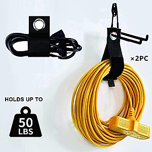 SMARTOLOGY 4 Pack Wall Mount Storage Hanger with 11 Extension Cord Holder Organizer, 4 Pack Wall Mount Storage Hanger with 2 Extension Cord Holder Organizer