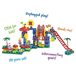 Learning Resources Gears! Gears! Gears! Dizzy Fun Land, Motorized Gears Toy Set, Gears for Kids, Engineering for Kids, Puzzle, 120 Pieces, Ages 5+