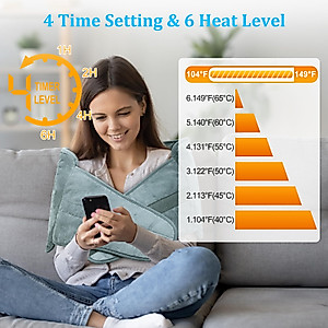 Heating Pad for Back Pain Relief Electric Heating Pad Wrap for Period Cramps Lower Back Neck Shoulders Pain Relief 6-Hour Auto Shut Off 12x24 Heated Pad + 20" Belt Adjustable 4 Timer & 6 Heat Level