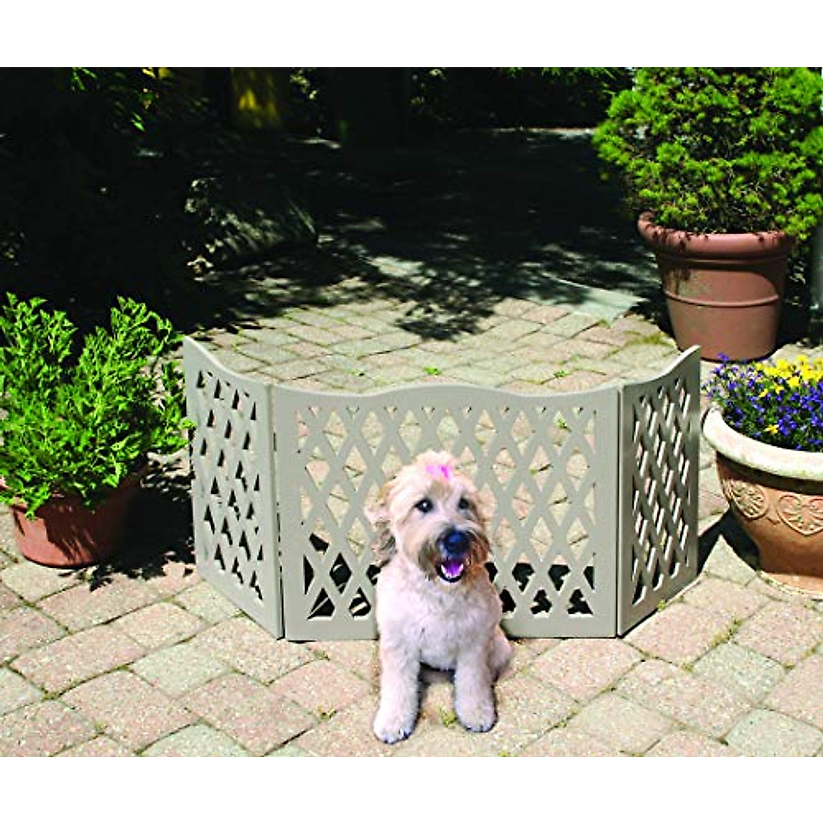 Indoor/Outdoor Solid Wood Diamond Freestanding Foldable Adjustable 3-Section Pet Gate