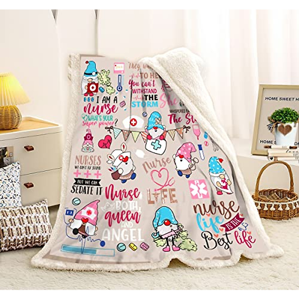 Nurse Gifts Nurse Week Gifts Throw Blanket,Nurse Gifts for Women,Nurse Appreciation Gifts,Nurse Gifts for Nursing Student Soft Fluffy Sherpa Warm Throw Blankets (H11,50"x 60")
