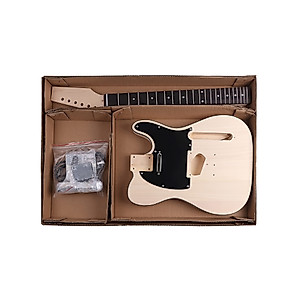 Sunsmile DIY Electric Guitar Kit Tele Style Guitar Kits Beginner Kits with Basswood Body Hard Maple Neck Chrome Hardware Right Handed Build Your Own Guitar.