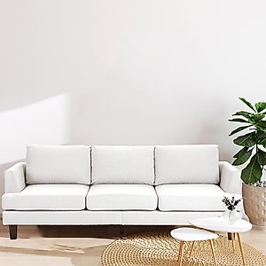 HXZDZ 88" W Loveseat Sofa, Mid Century Modern Decor Love Seat Couches, Comfy Couches and Sofas for Living Room, Bedroom, Office, Small Space, Easy to Install Furniture (3-Seater Sofa, Beige)