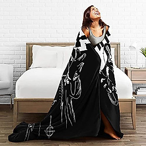 ANWENBD Ghost Band Logo Luxury Fleece Blanket Throw Blankets for Couch Bed Sofa 60 Inch x50 Inch, Black