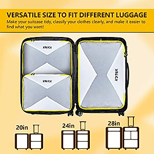 XBLGX Packing Cubes for Suitcases 5-Pcs Travel Luggage Packing Organizers Set with Laundry Bag & Shoe Bag（White/Yellow）