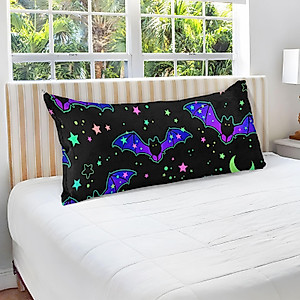 Joisal Bats with Bright Stars Plush Pillows Covers, Pillow Case for Body Pillow, with Side Opening Zipper, Furry Pillow Cases, 4 Optional Sizes