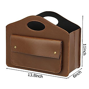 HofferRuffer Magazine Basket Holder, Foldable Magazine Rack, Document File Holder Organizer, File Folder, Newspaper Storage Bin Organizer for Home or Office (Brown)