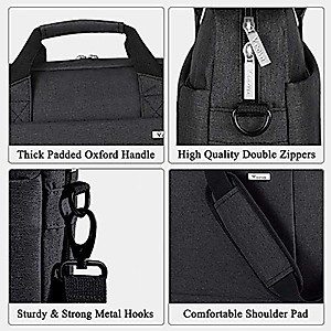 Voova Laptop Bag 15.6 15 14 Inch Briefcase, Expandable Computer Shoulder Messenger Bag Waterproof Carrying Case with Tablet Sleeve, Organizer for Men Women,Business Travel College School-Black