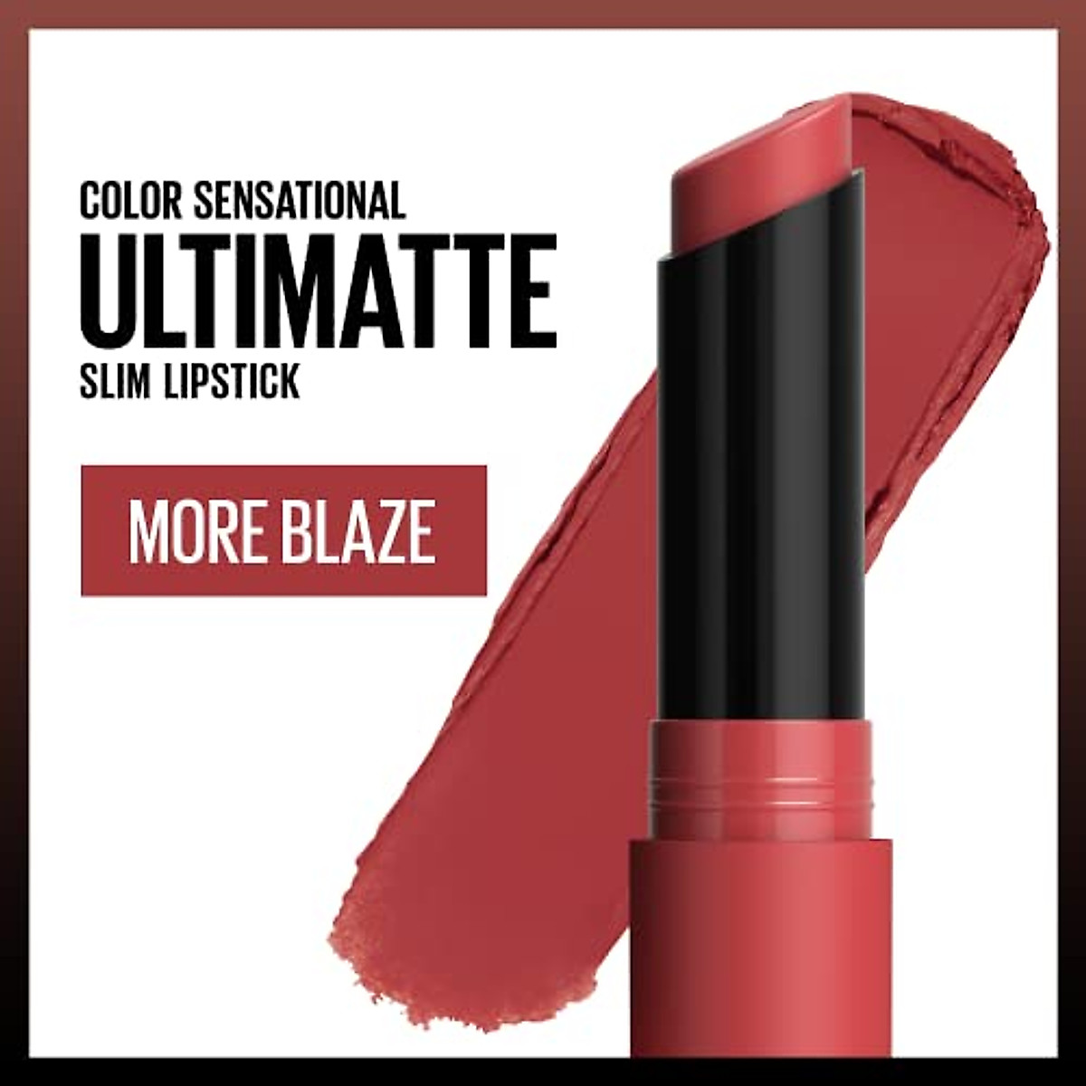 Maybelline Color Sensational Ultimatte Matte Lipstick, Non-Drying, Intense Color Pigment, More Blaze, Terracotta Rose, 1 Count