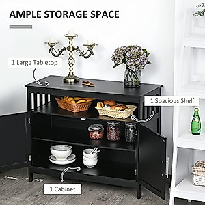 HOMCOM Sideboard Buffet Cabinet, Modern Kitchen Cabinet, Coffee Bar Cabinet with 2-Level Shelf and Open Compartment, Black