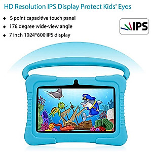 Veidoo Kids Tablet, 7 inch Android Tablet PC, 1GB RAM 16GB ROM, Safety Eye Protection Screen, WiFi, Bluetooth, Dual Camera, Educational, Games, Parental Control APP, Tablet with Silicone Case