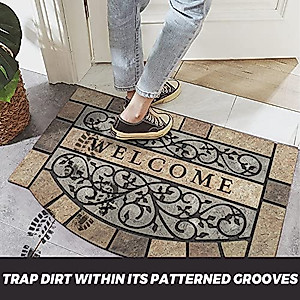 MTOUOCK New Large 36"x24" Heavy Duty Welcome Mat Outdoor with Non-Slip Rubber Backing - Durable Outdoor Door Mat for Front Door Entrance, Garage, Patio & High Traffic Areas - Stone Scroll Design