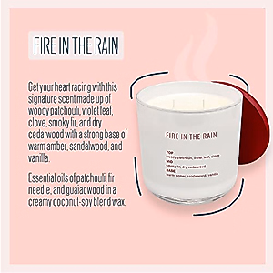 Studio Oh! Scented Candle with Essential Oils and Fragrance-Infused Coconut-Soy Blend Wax - Burns up to 40 Hours - Comes in a Jar - Non Toxic - Signature Collection Candle - Fire in The Rain