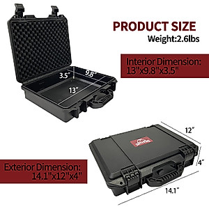 Sutekus Hard Gun Case Pistol Case Durable Handgun Case Lockable Pistol Carrying Cases Gun Accessories (Large)