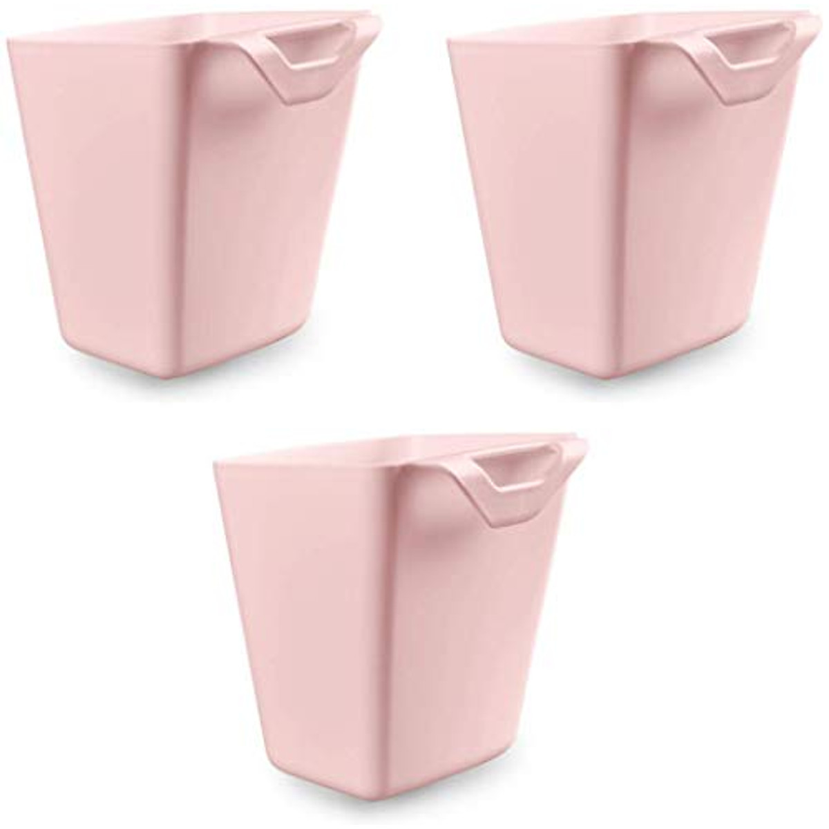 Lotsa Style Hanging Multi-Purpose Storage Bin Bucket Organizer for Utility Rolling Cart Craft Supplies, 3 Pack (Pink)
