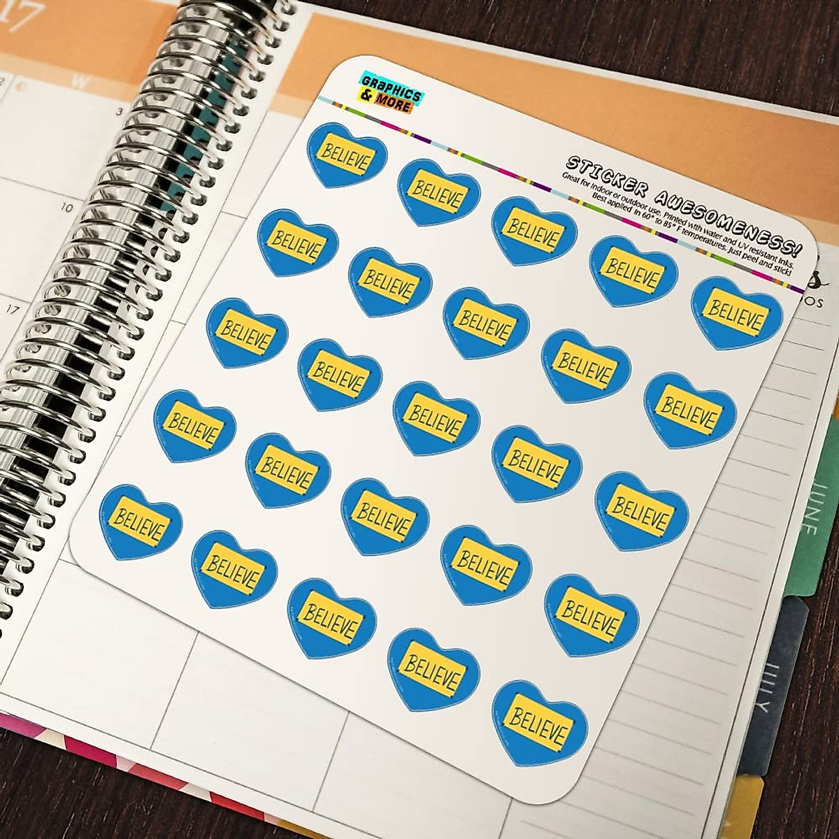 Ted Lasso Believe Heart Shaped Planner Calendar Scrapbook Craft Stickers