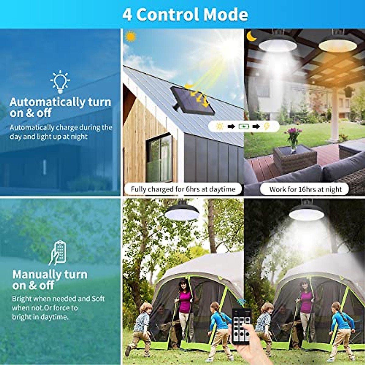 Solar Pendant Shed Light-3000K/4000K/6500K/Dimmable Lighting solar power light with Remote Control,IP65 Waterproof Timing Indoor/Outdoor Hanging Lantern Light,16.4ft Cord for Patio Garden Henhouse