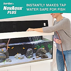 Kordon NOVAQUA Plus - Freshwater & Saltwater Aquarium Water Conditioner – Instantly Detoxifies Chlorine, Chloramines, & Heavy Metals, Replaces Fish Slime Coat, Reduces Fish Stress, 1-Gallon