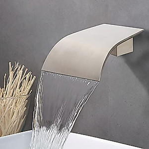 AZOS Bath Spout Wall Mount, High Flow Waterfall Tub Filler, Waterfall Spout Fixtures for Wall Mount Bathroom Sink and Tub Shower, Brushed Nickel