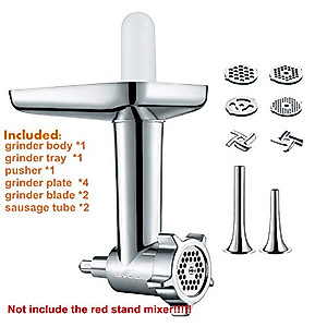 GVODE Meat Grinder Attachment for Kitchenaid Stand Mixer, Including 3 Sausage Stuffer Accessory, Metal Food Grinder, gvode meat grinder kitchenaid