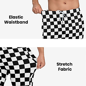 INZVKJLU Black and White Checkered Pants for Men - Sweatpants and Joggers - Plaid Gingham Style