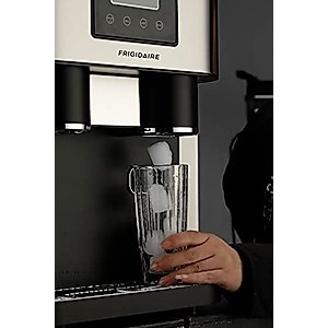 Frigidaire EFIC245-SS EFIC245 3-in-1 Countertop Crunchy Chewable Nugget Style Dual Ice Crusher and Cube Maker, Makes 33 Pounds in 24 Hours, 2 Sizes, with Water Dispenser and Line-in, Stainless Steel