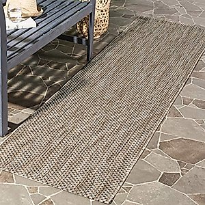 SAFAVIEH Courtyard Collection CY8521 Indoor/ Outdoor splashpoof Easy scrubbing Patio Backyard Mudroom Runner-Rug, 2'3' x 8', Natural/Black