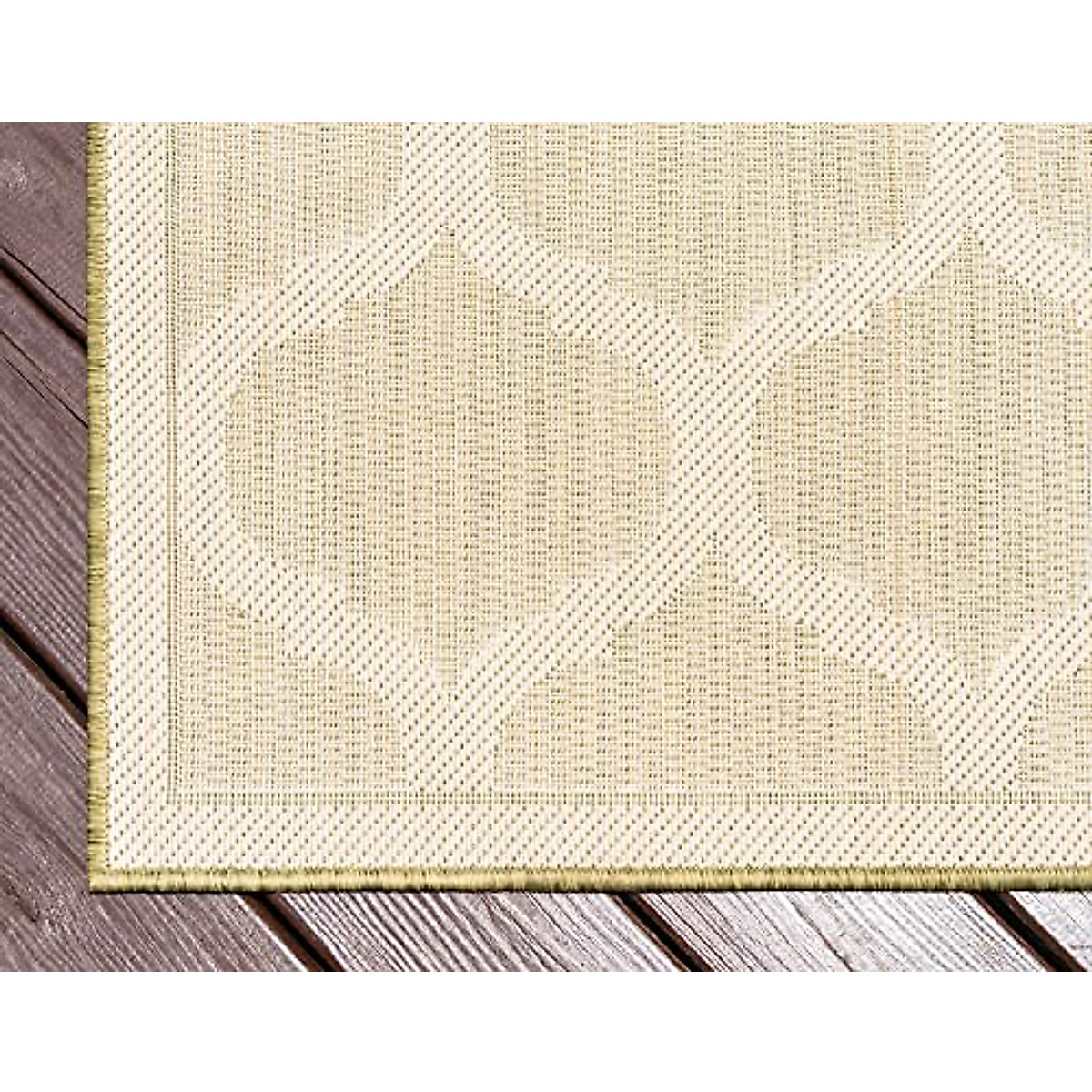 Unique Loom Outdoor Trellis Collection Area Rug - Moroccan (7' 1" x 10' Rectangle, Beige and Olive/ Beige)