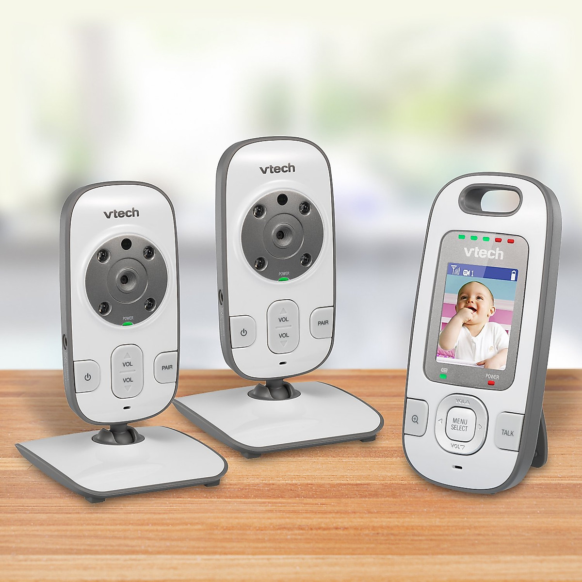 VTech BV73122GY Digital Video Baby Monitor with 2 Cameras and Automatic Night Vision, Gray