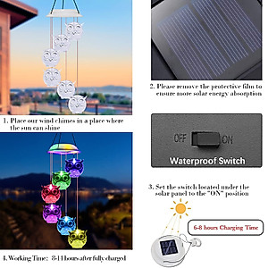 Wind Chimes,Owl Solar Wind Chimes for Outside, Waterproof LED Solar Powered Memorial Wind Chimes with Lights, Housewarming Gifts for Garden Outdoor Patio Yard Lawn Decor