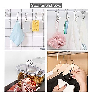mianyang 12 Stainless Steel Clothespins with Hooks, Metal Spring Clips with Hooks, Universal Hanging Clips for Offices, Kitchens and Bathrooms