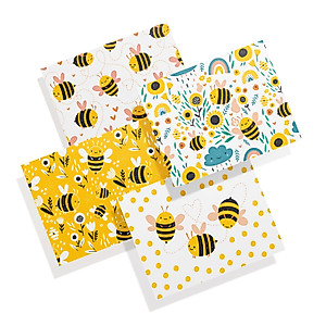 Twigs Paper - Assorted Bumble Bee Greeting Cards - Stationery Cards with Envelopes - Thank You Card - Blank Note Cards - Greeting Cards for All Occasions - Made in USA (5.5 x 4.25, Set of 12)