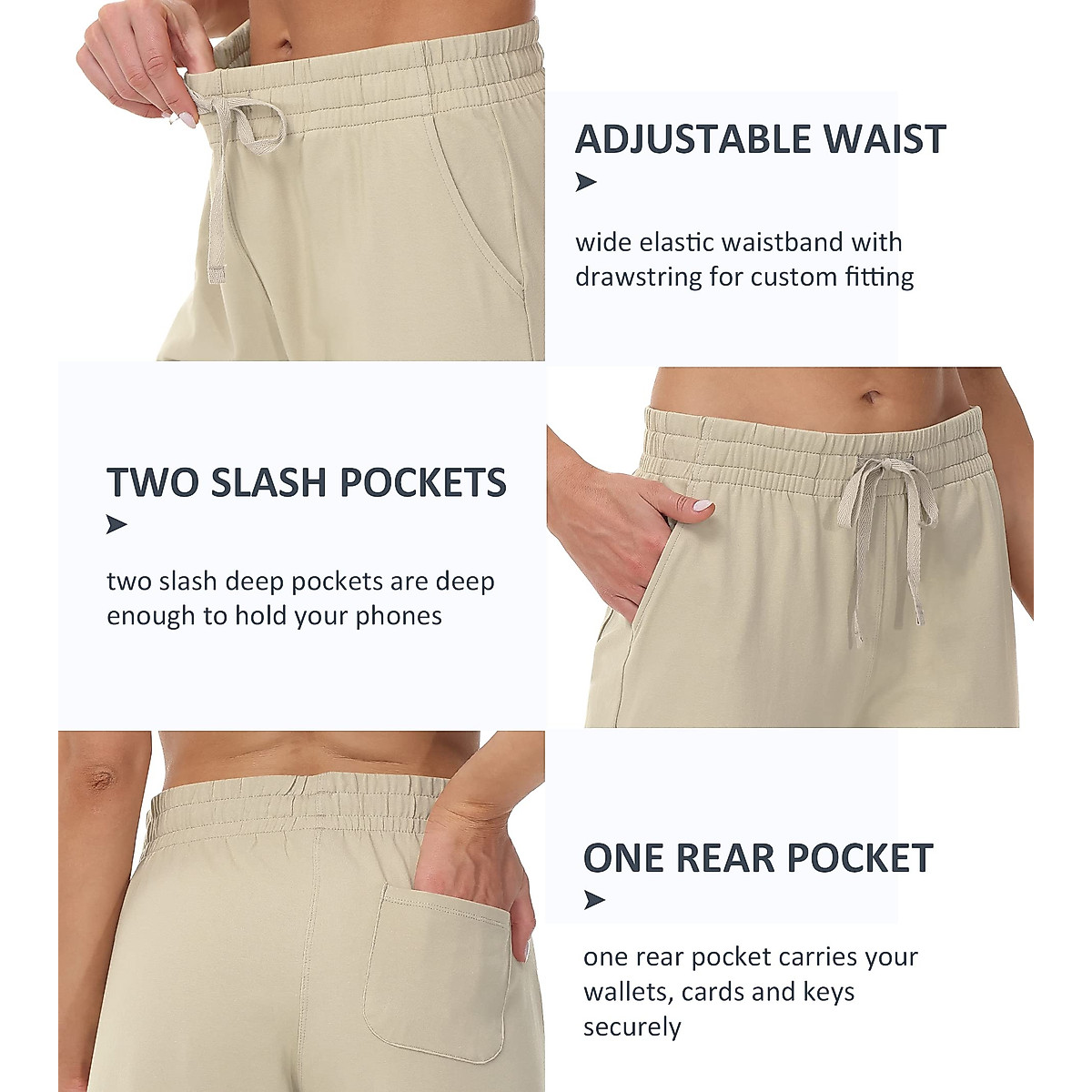 Cakulo 2024 Summer Capri Pants for Women High Waisted Casual Drawstring Wide Leg Cropped Lounge Pants Pockets