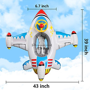 Baby Inflatable Pool Float Swimming Float Boat with Steering Wheel Horn for Kids Toddlers Age 1-4 Boys Girls Inflatable Ride-ons Summer Pool Swim Ring Beach Supplies