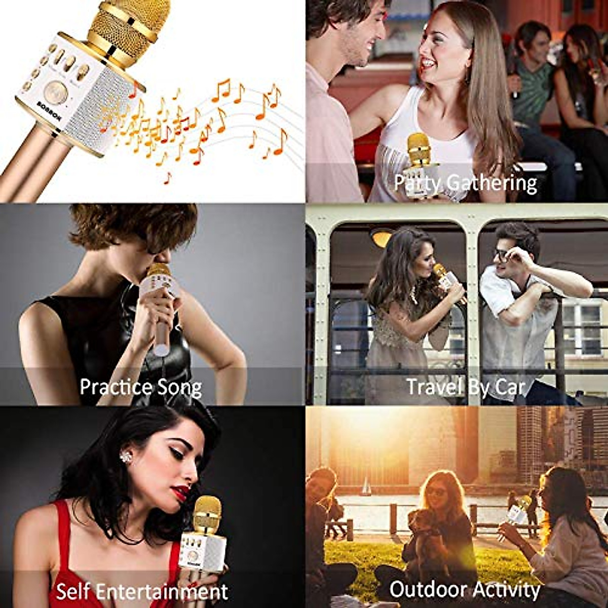 BONAOK Wireless Bluetooth Karaoke Microphone,3-in-1 Portable Handheld Karaoke Mic Speaker Machine Christmas Birthday Home Party for All Smartphone