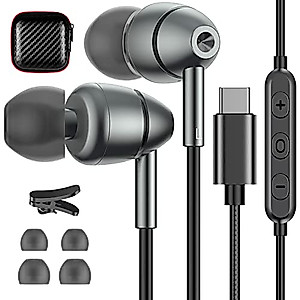 USB C Headphones with Mic for Samsung Tab S9 Google Pixel 7 Pro 6A 6, USB Type C Earbuds Wired Noise Canceling in-Ear Earphones for Galaxy Z Flip 5 4 3 S23 S22 S21 Oneplus 11 10 9 8 iPad Pro Air Mini