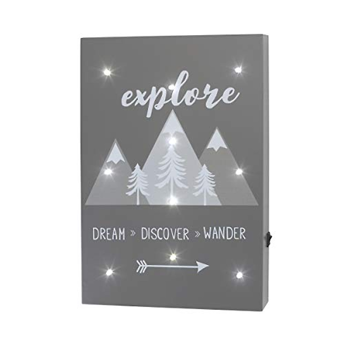 NoJo Little Love Grey, White, Charcoal Mountains "Explore, Dream, Discover, Wander