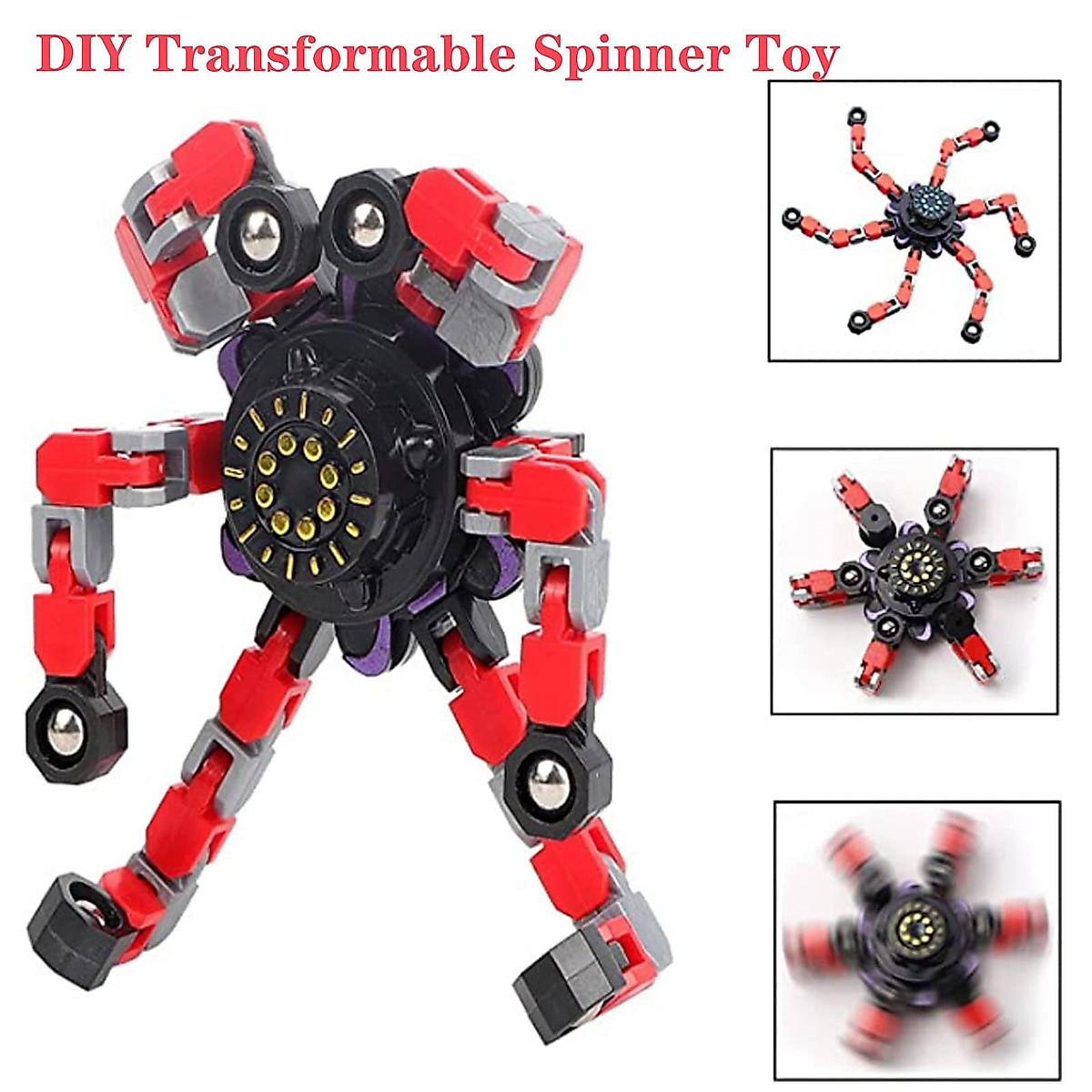 4PCS Fidget Spinners Kids Gyro Deformation Robot Transformable Fingertip Spinners Stress Reduction Toys Adults DIY Deformed Mechanical Spiral Fingers