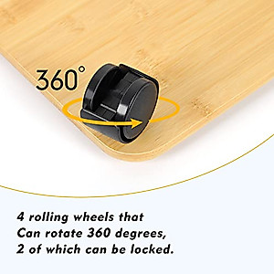 2 Pack Plant Caddy Rolling Plant Stand with Wheels Bamboo Plant Roller Base with Lockable Casters for Indoor Outdoor Large Plant Pot Flower Pot