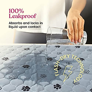 Super Absorbent Washable Pee Pads for Dogs - 2-Pack Superior Reusable Puppy Pads Pet Training Pads –100% Waterproof Dog Pee Pad Protects Against Urine Leakage Non-Slip Grip Prevents Slipping& Bunching